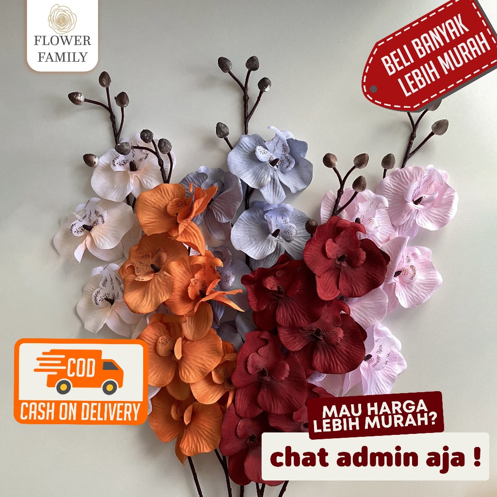 Jual Flower Family - [6 Cabang] BUNGA ANGGREK 6 KUNTUM / ARTIFICIAL ...