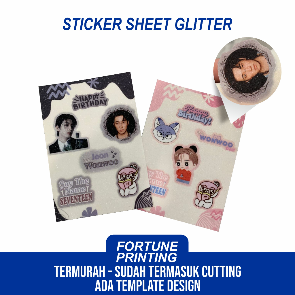 Jual Sticker Sheet / Pack GLITTER A7 A6 A5 Custom | Shopee Indonesia