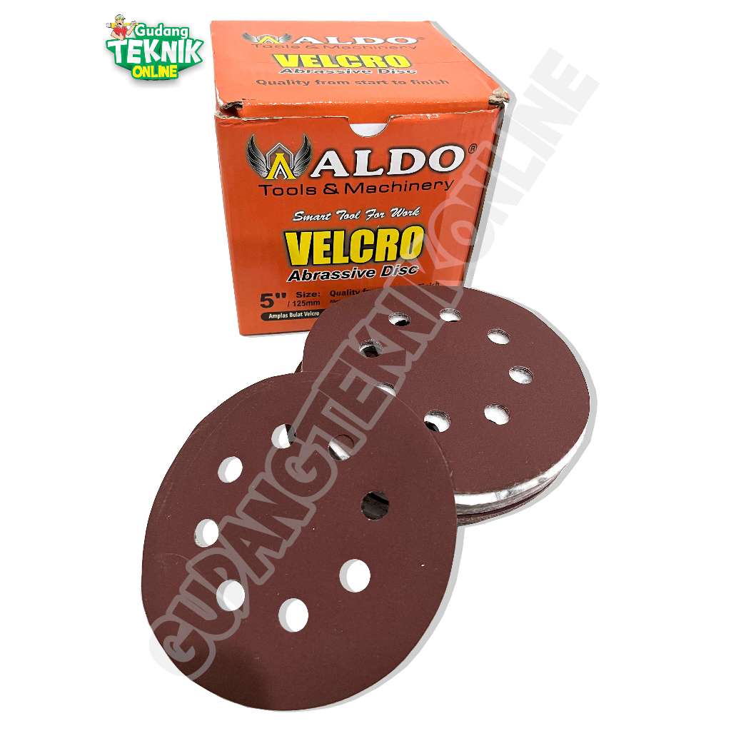 Jual ALDO Amplas Bulat Velcro 5" LUBANG 125mm ALDO Grit 60 80 100 150 ...