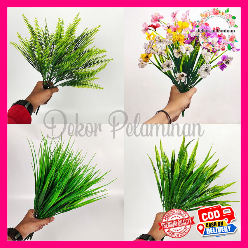 Jual Rumput Daun Grass ilalang plastik Tiruan Kucai/Dekorasi Taman ...