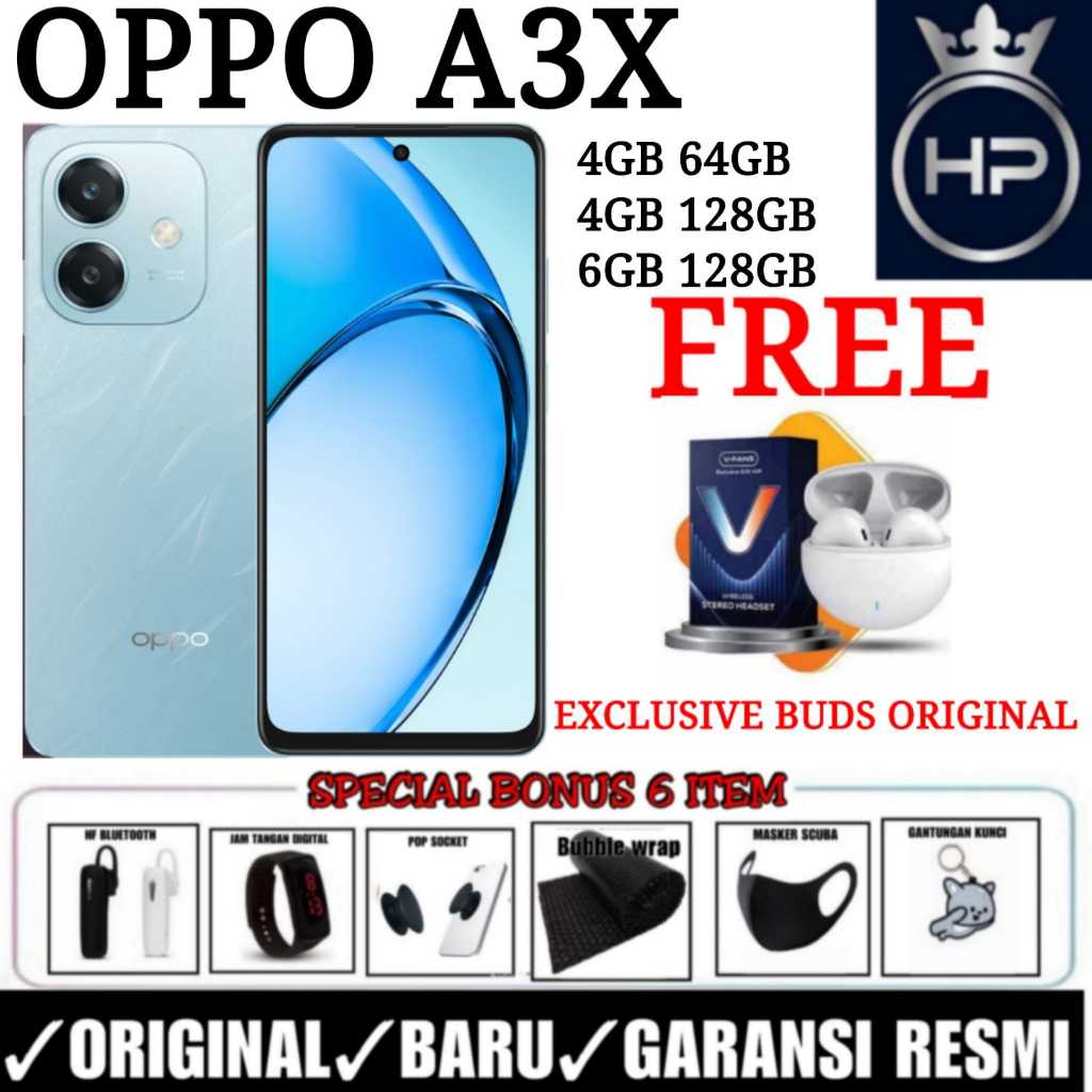 Jual OPPO A3X 4/64 & 4/128 & 6/128 GARANSI RESMI | Shopee Indonesia