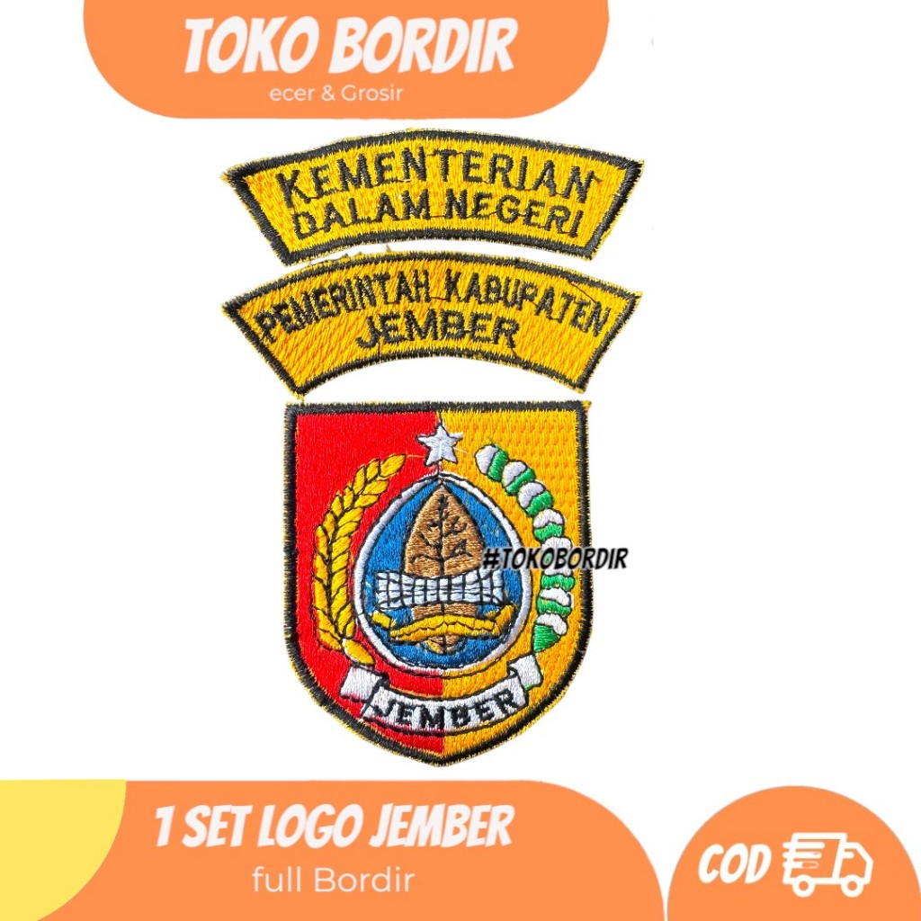 Jual 1 set 3 biji logo kabupaten jember full bordir / pemkab jember ...
