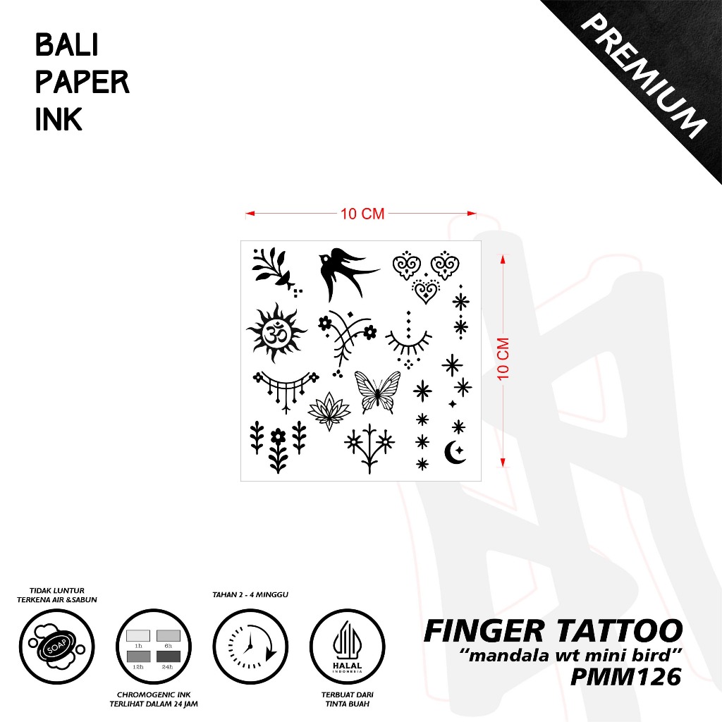 Jual Bali Paper Ink PMM126 FINGER TATTOO Fruit Ink Tatto Temporary ...