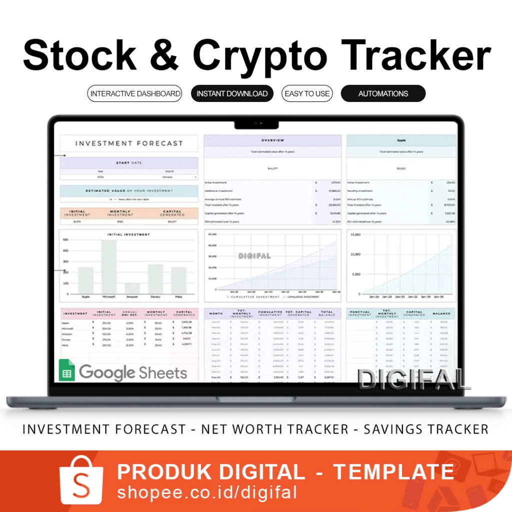 Jual Stock Portfolio Spreadsheet Trading Journal Tracker Crypto ...
