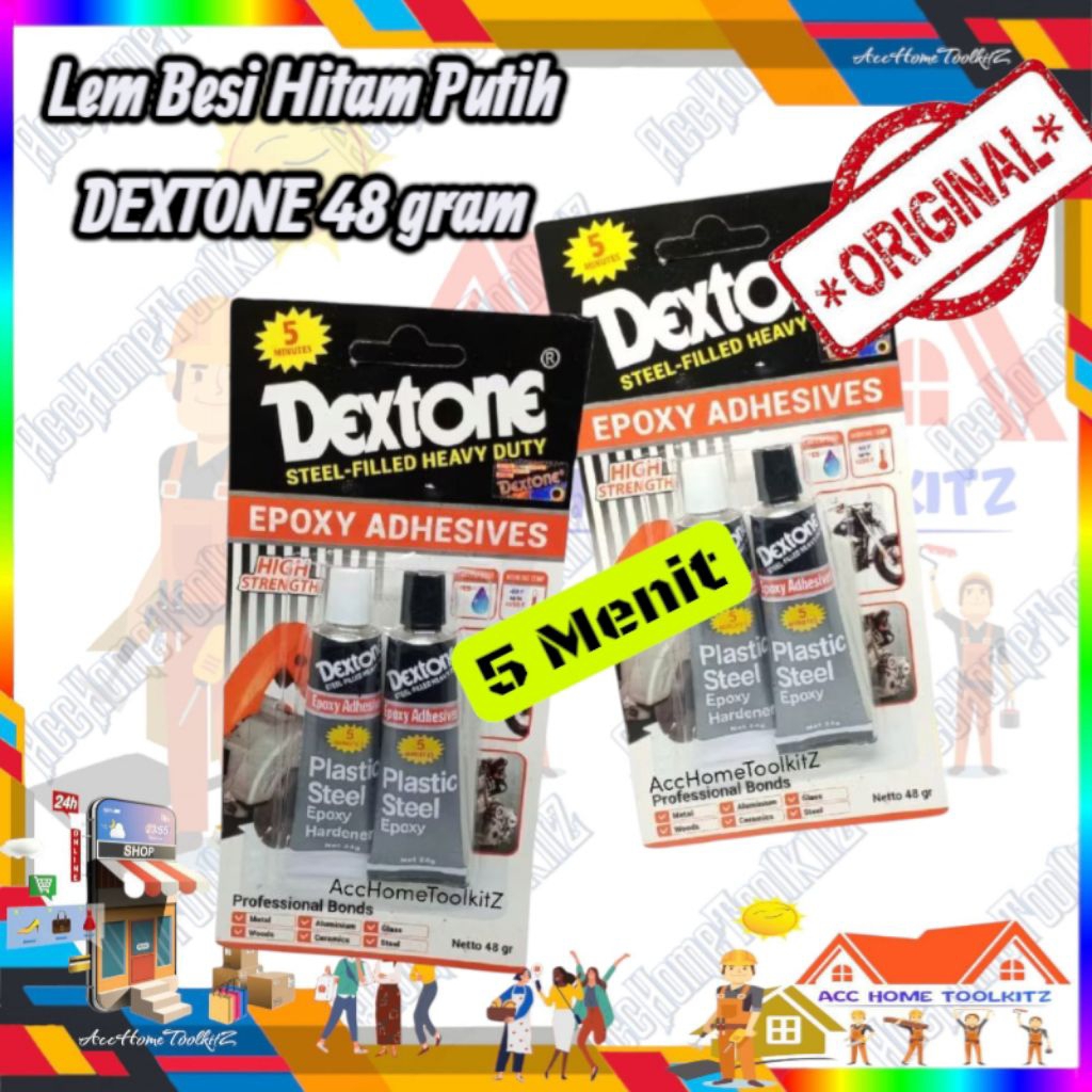 Jual Lem Besi Epoxy Adhesives Dextone 5 Menit 48 gram Original Asli ...