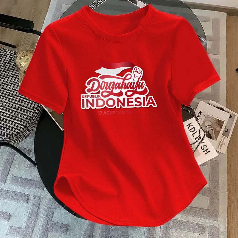Jual Baju Kaos Oval Wanita Dewasa 17 Agustus HUT RI 80 Kemerdekaan Dirgahayu Republik Indonesia ...