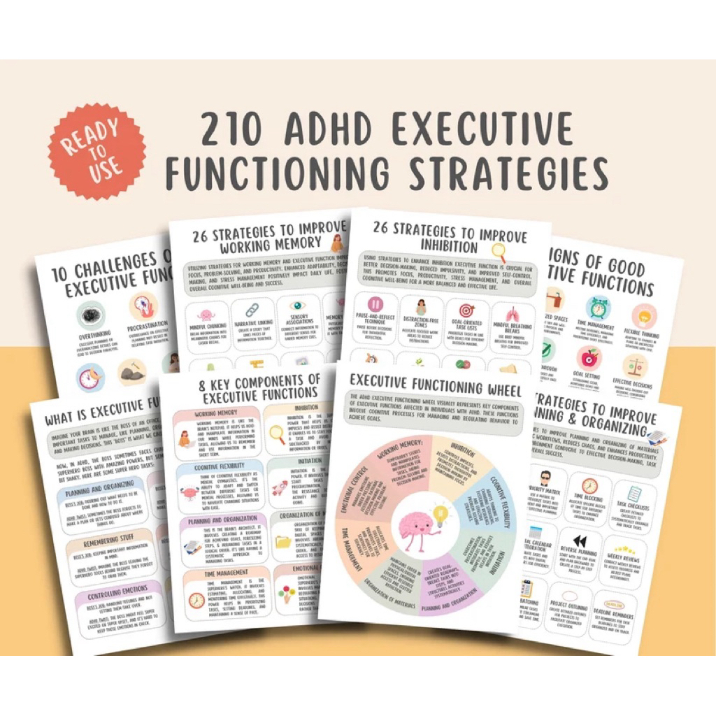 Jual 210 ADHD Executive Functioning Skills Strategies Psychoeducation ...