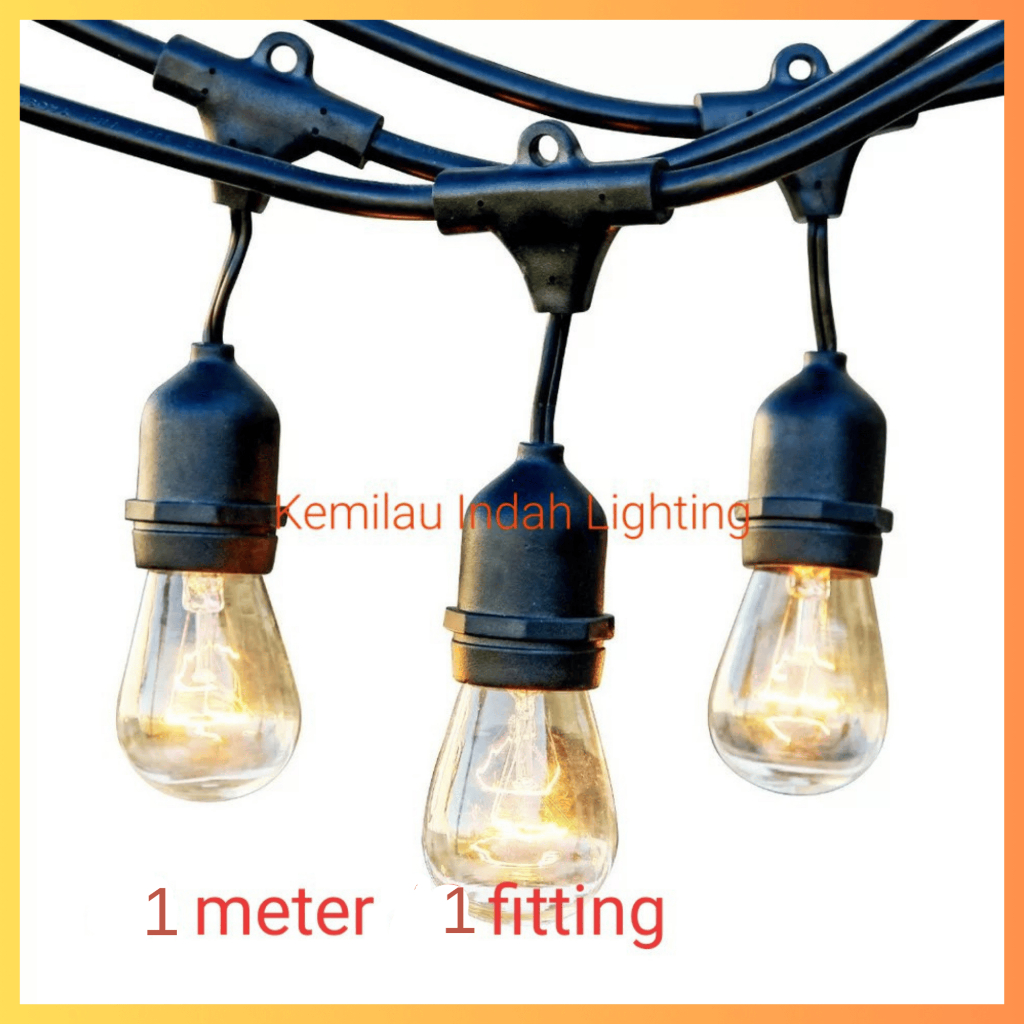 Jual KABEL LAMPU FITTING OUTDOOR WATERPROOF 1 METER 1 FITTING HUJAN E27 ...