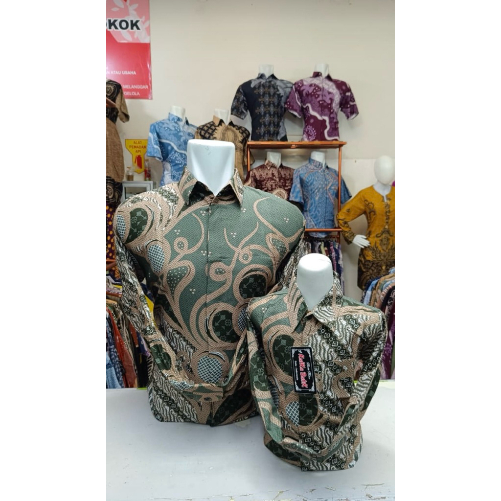 Jual Batik ijo sage pekat Tangan panjang couple Ayah dan anak | Shopee ...