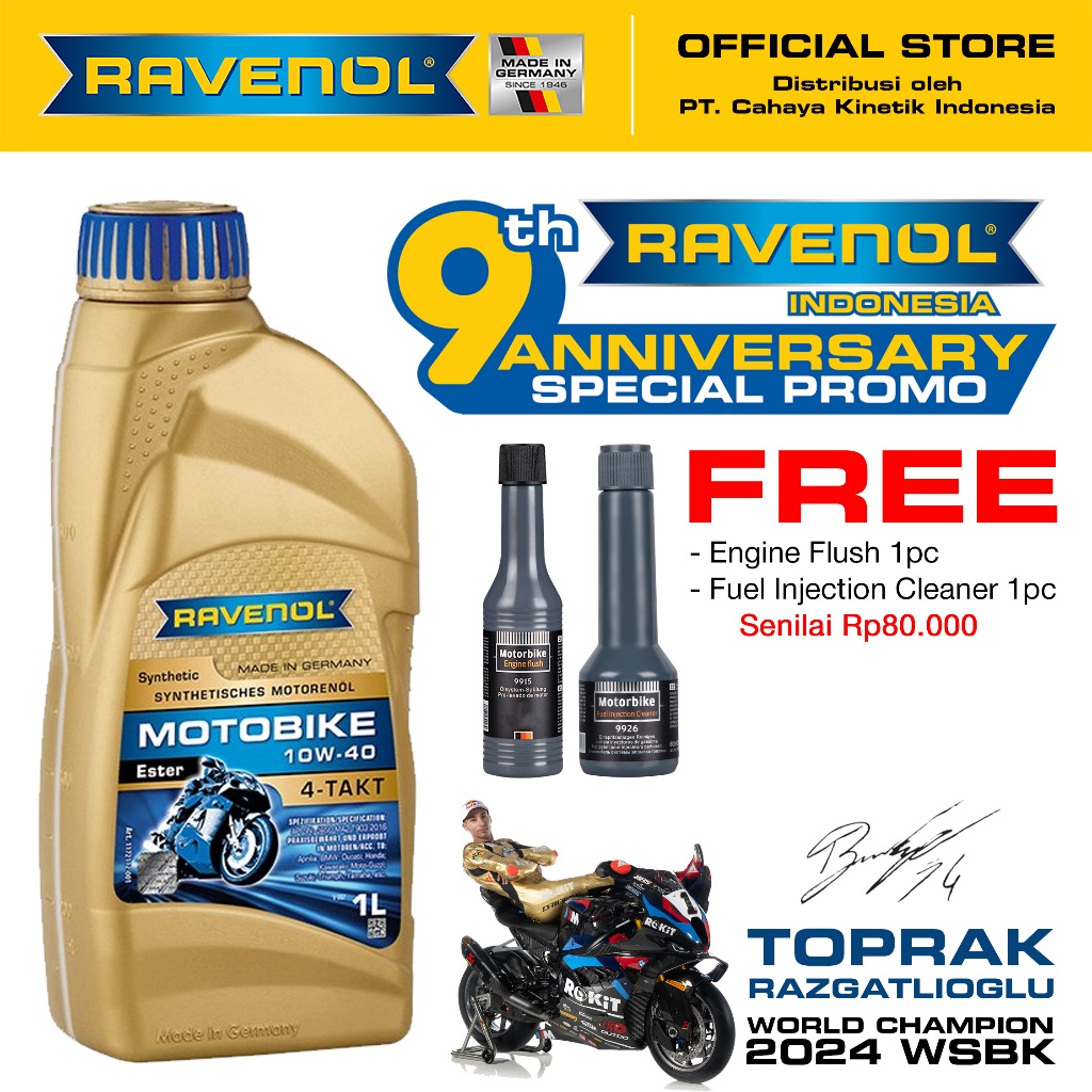 Jual Oli Motor Ravenol Motobike 4-T ESTER 10W-40 1L (Made in Germany) | Shopee Indonesia