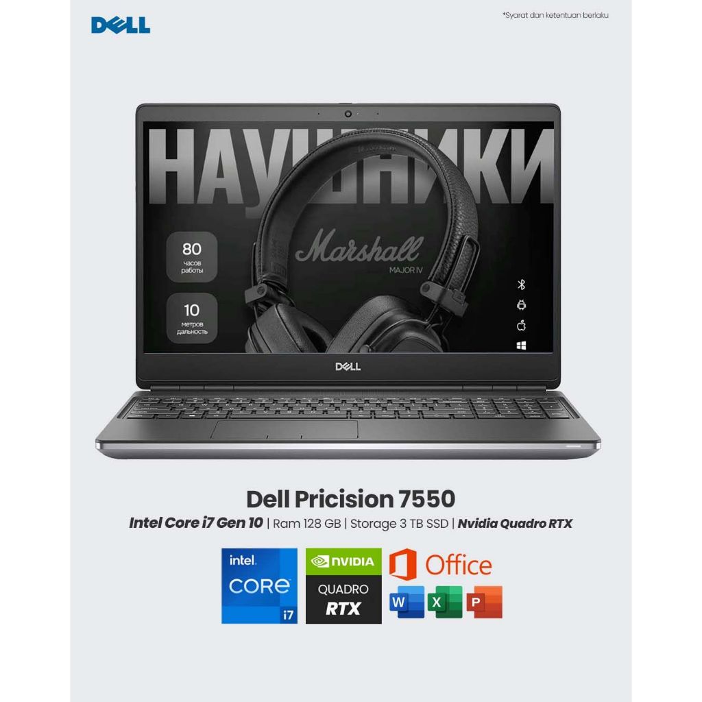 Jual Laptop Dell Pricision 7550 Core i7 Gen 10 Ram 128 GB SSD 3 TB ...