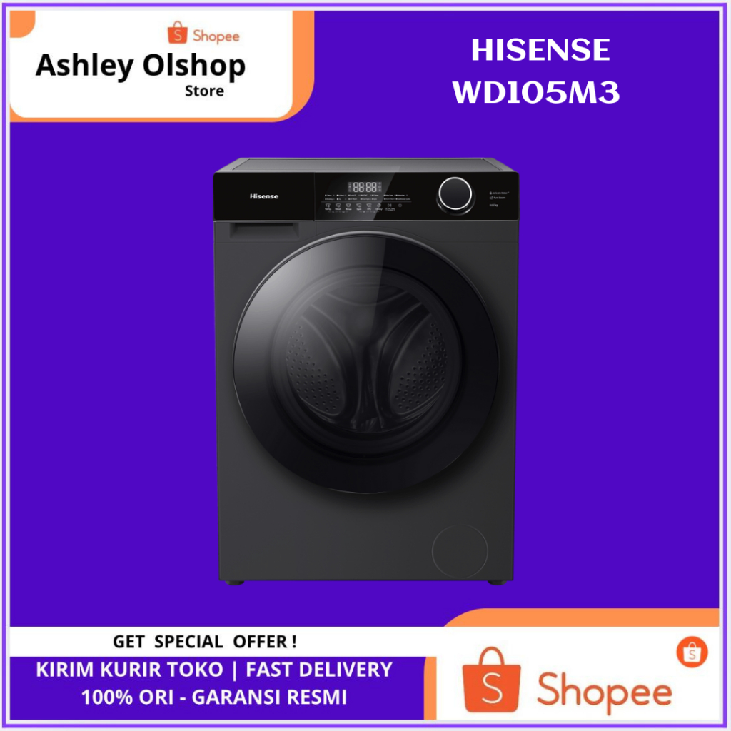 Jual HISENSE WD105M3 MESIN CUCI FRONT LOADING WASHER 10,5 KG W/ DRYER 7 ...