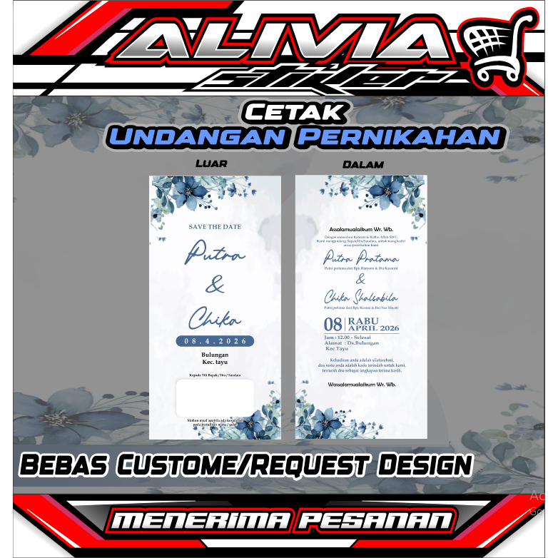 Jual Undangan Pernikahan 1 Lembar Timbal Balik ( Free Desain & Foto ...