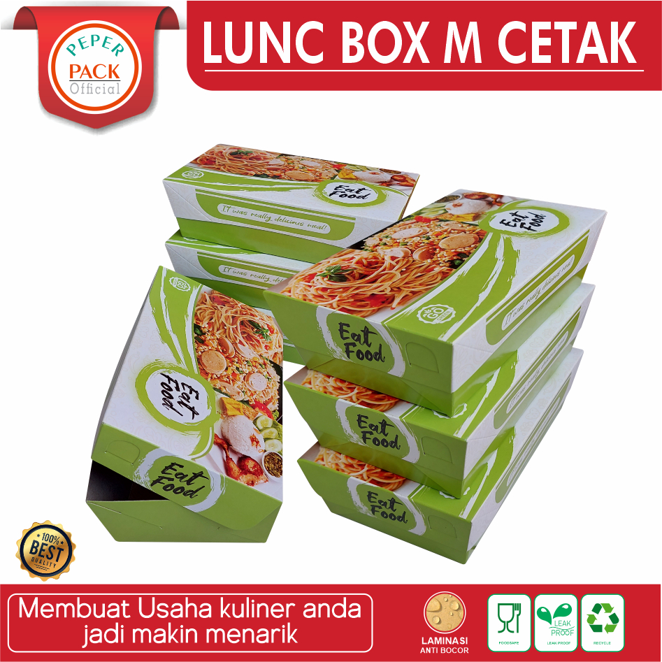 Jual Paper Lunc Box M Isi 100 Dus Nasi Ayam Geprek Celup Makanan Mie ...