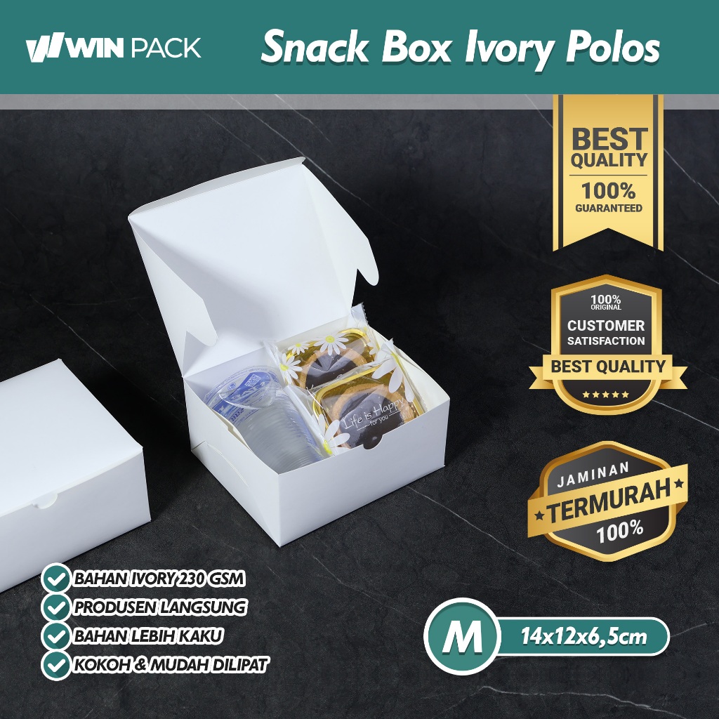 Jual Isi 25 Pcs Snack Box 12x14 | Dus Kue 12x14 | Kotak Kue | Ivory ...