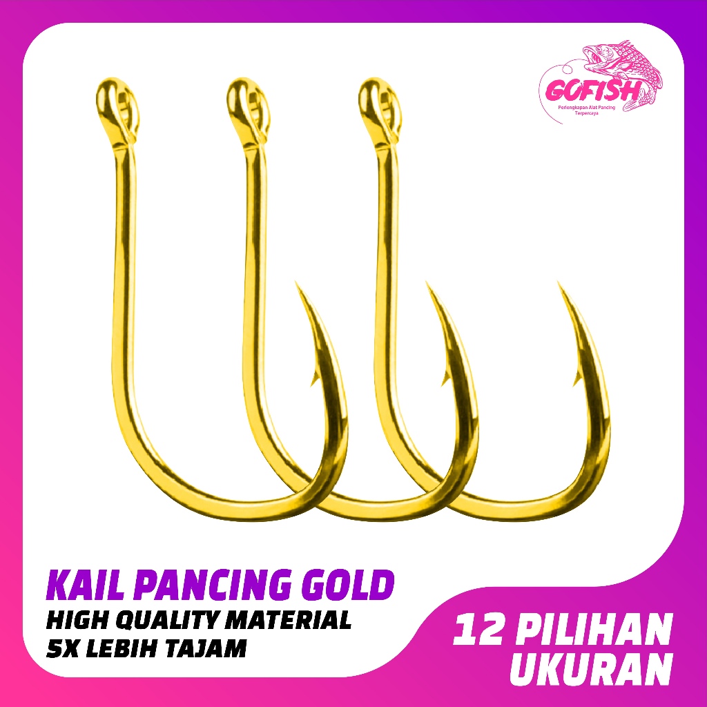 Jual GOFISH - Kail Pancing TYPE KECIL Gold isi 25pcs Kail Pancing Kuat ...