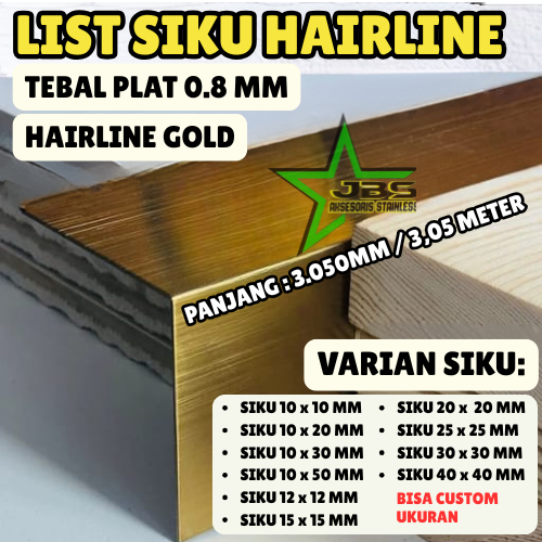 Jual LIST SIKU HAIRLINE GOLD VARIAN TEBAL 0.8MM PANJANG 3.050MM (3MTR ...