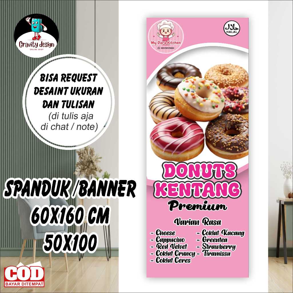 Jual Spanduk Banner Donat Simpel Free Desaint Dan Ukuran | Shopee Indonesia