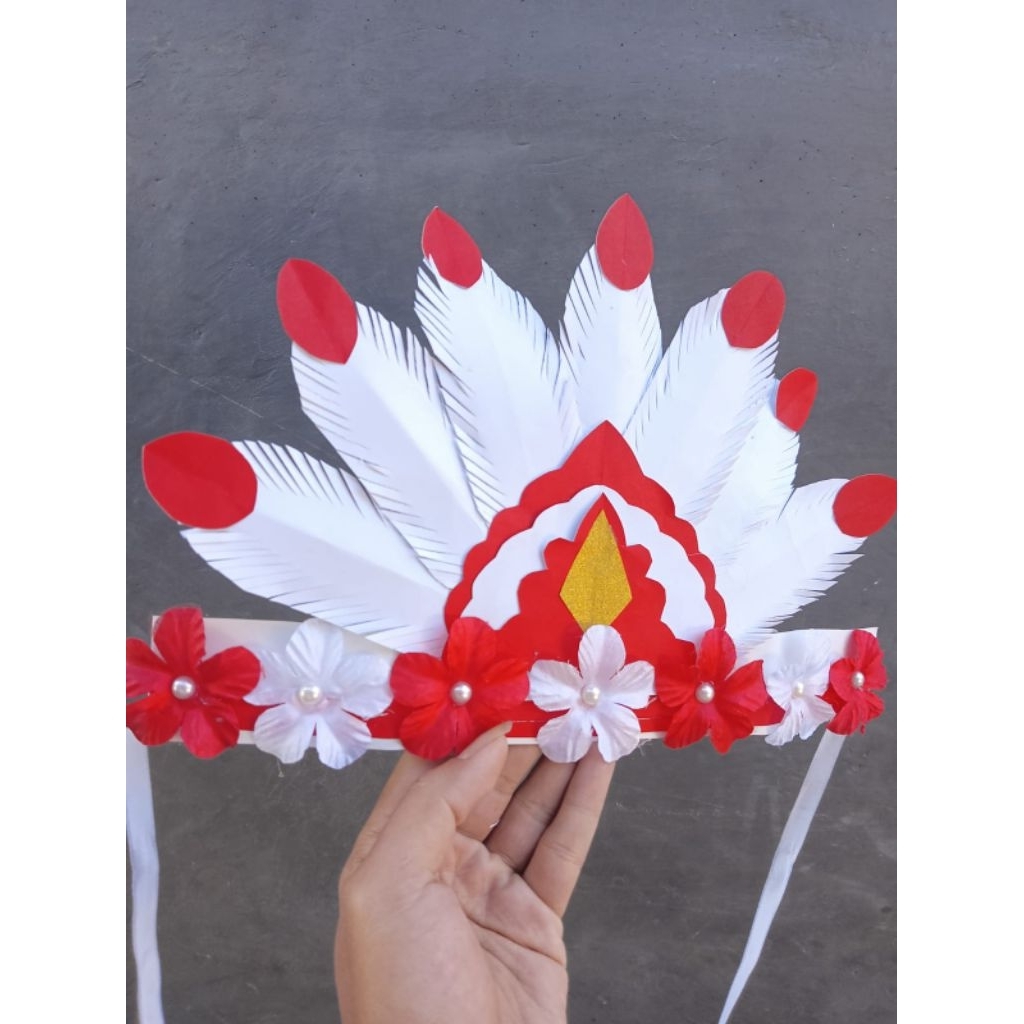 Jual [BEM] BANDO EKOR MERAK MERAH-PUTIH +BUNGA ARTIFICIAL | MAHKOTA ...