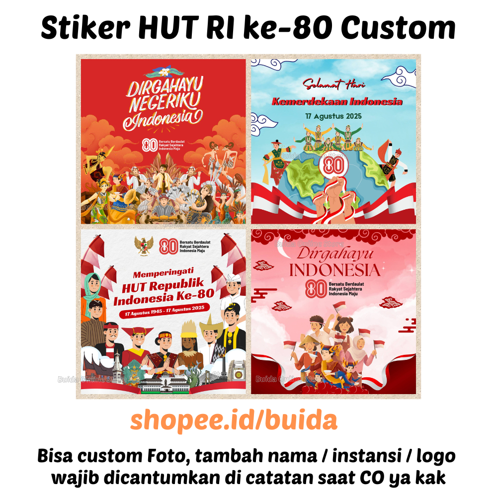 Jual Stiker Label Hut ke 80 RI design terbaru 17 agustus 2025 perayaan ...