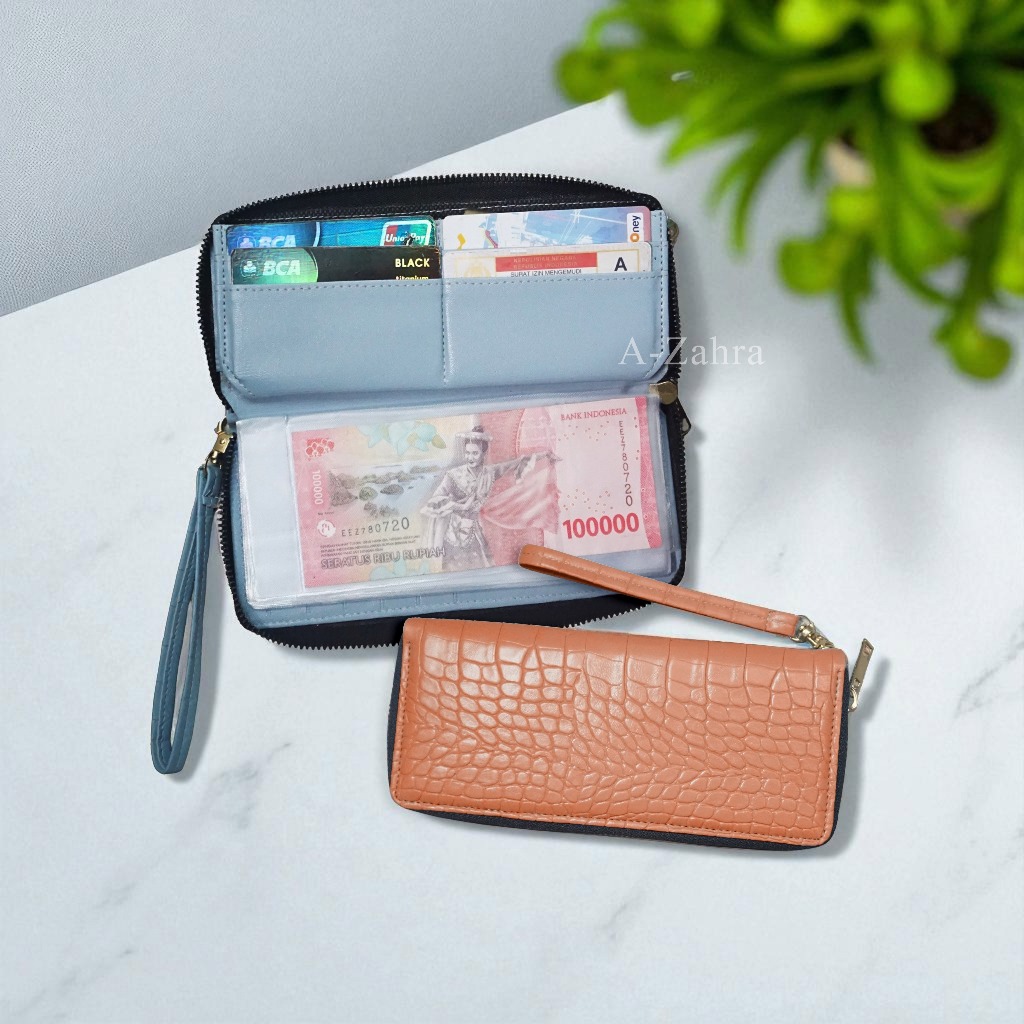 Jual A-ZAHRA 613 DOMPET PANJANG RESLETING MUAT (HP,UANG,KARTU) / DOMPET ...
