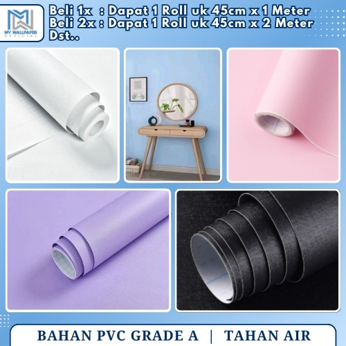 Jual Wallpaper Stiker Dinding Tembok Motif Polos Walpaper Dinding Kamar ...