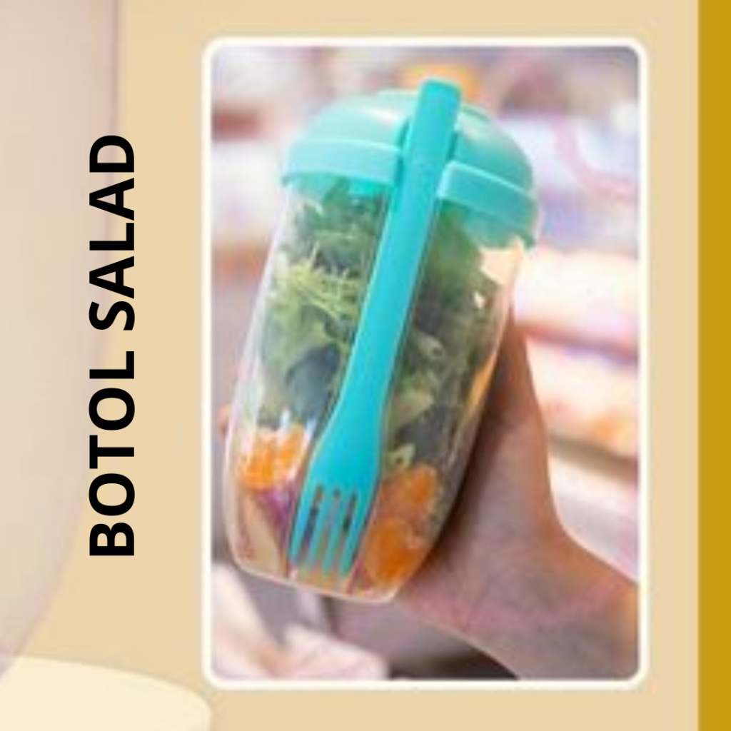 Jual BOTOL SALAD 100ML + SENDOK GARPU SET | RANDOM COLOR | BOTOL SALAD ...