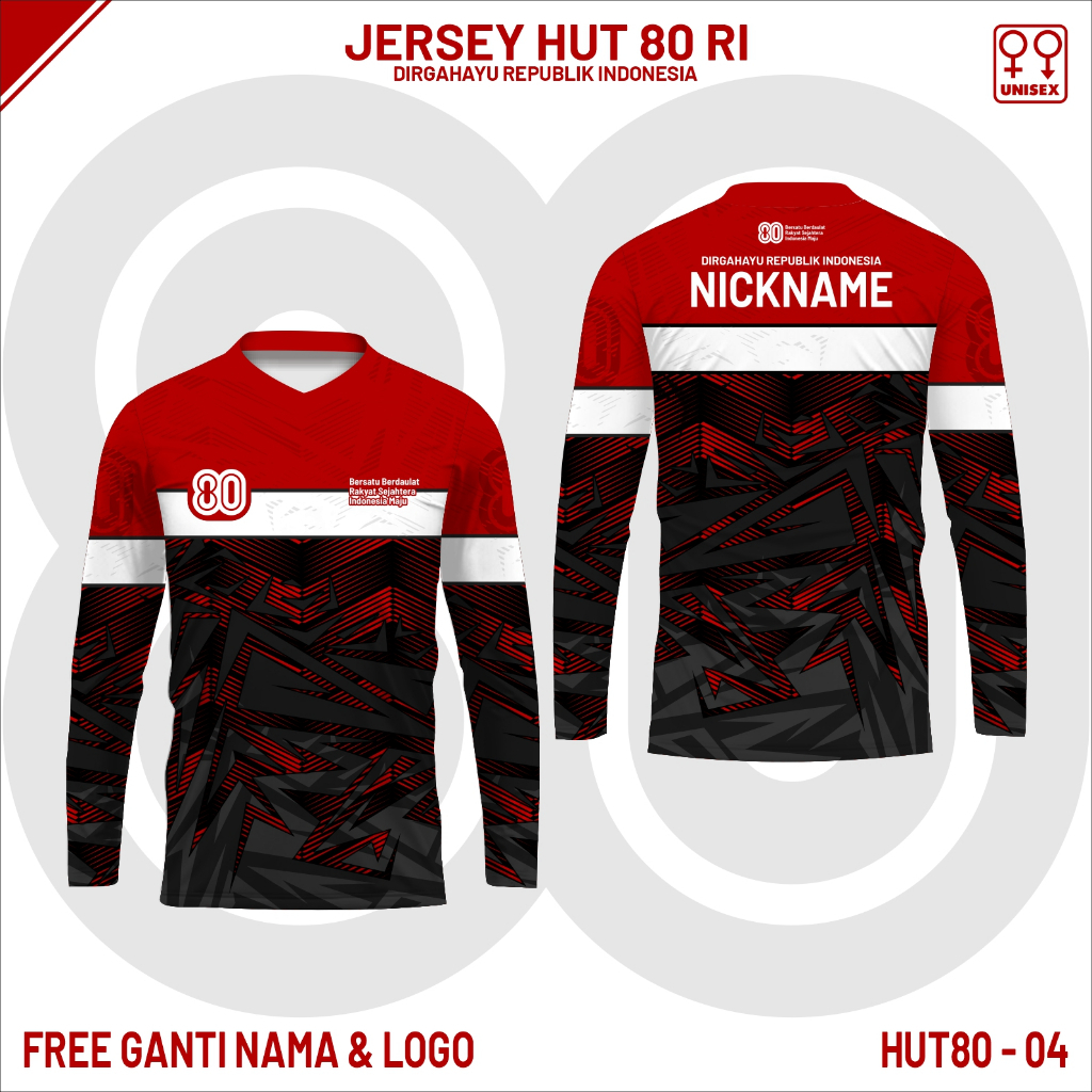 Jual Kaos hut ri indonesia baju 17 agustus thn 80 dirgahayu indonesia lengan panjang | Shopee ...