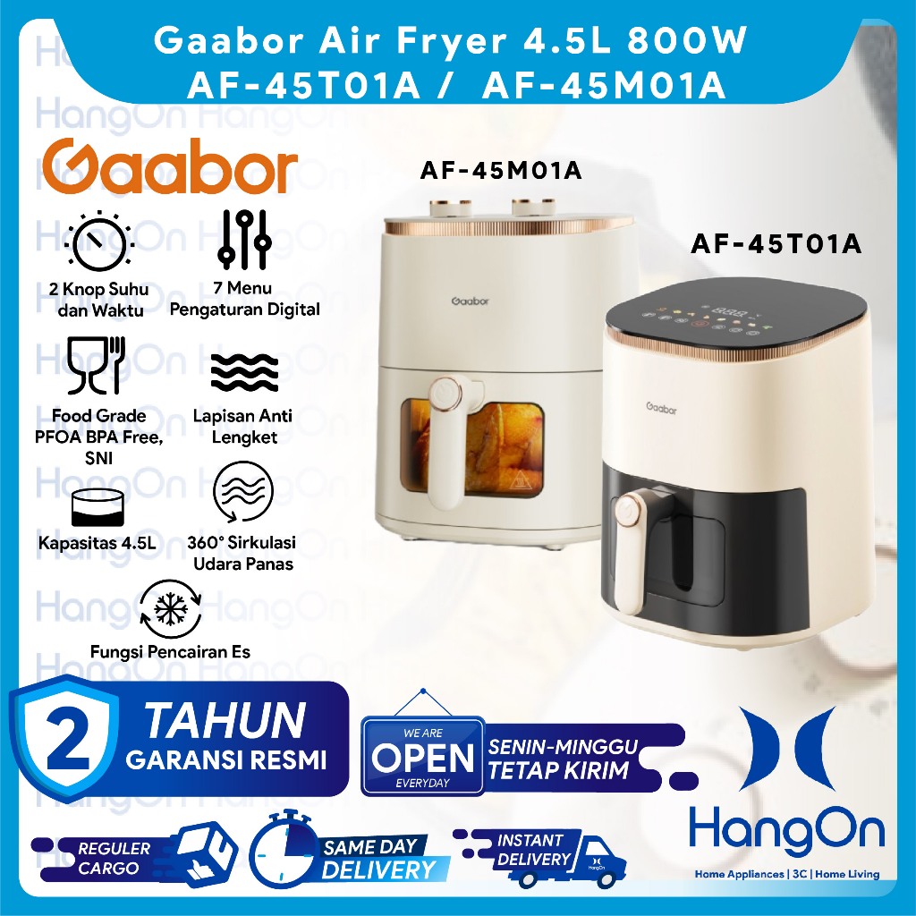 Jual Gaabor Air Fryer Low Watt 800W 4.5L Touch Screen Serbaguna Anti ...