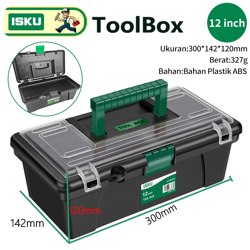 Jual ISKU Plastik Tool Box 12 Inch Kotak Alat Multifungsi Plastik Mini ...