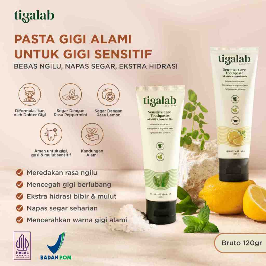 Jual [Bundle Isi 2] TIGALAB Sensitive Care Toothpaste with HAP + Essential Oils | Pasta Gigi ...