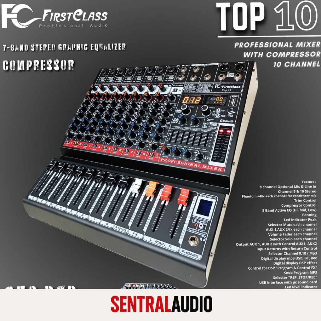 Jual Mixer Firstclass Top 10 Top10 10 Chanel dengan Compressor Efek ...