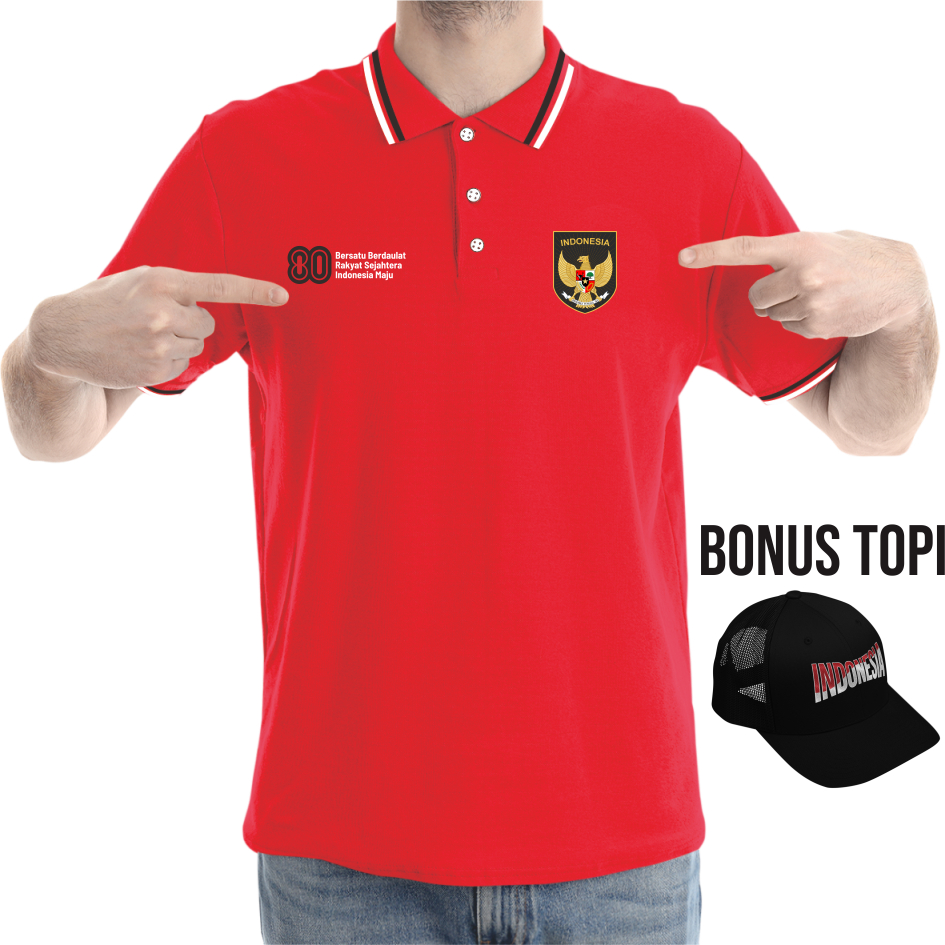 Jual POLO INDONESIA MLS 80 OFFICIAL - POLO MERAH HUT RI - Kaos Polo ...