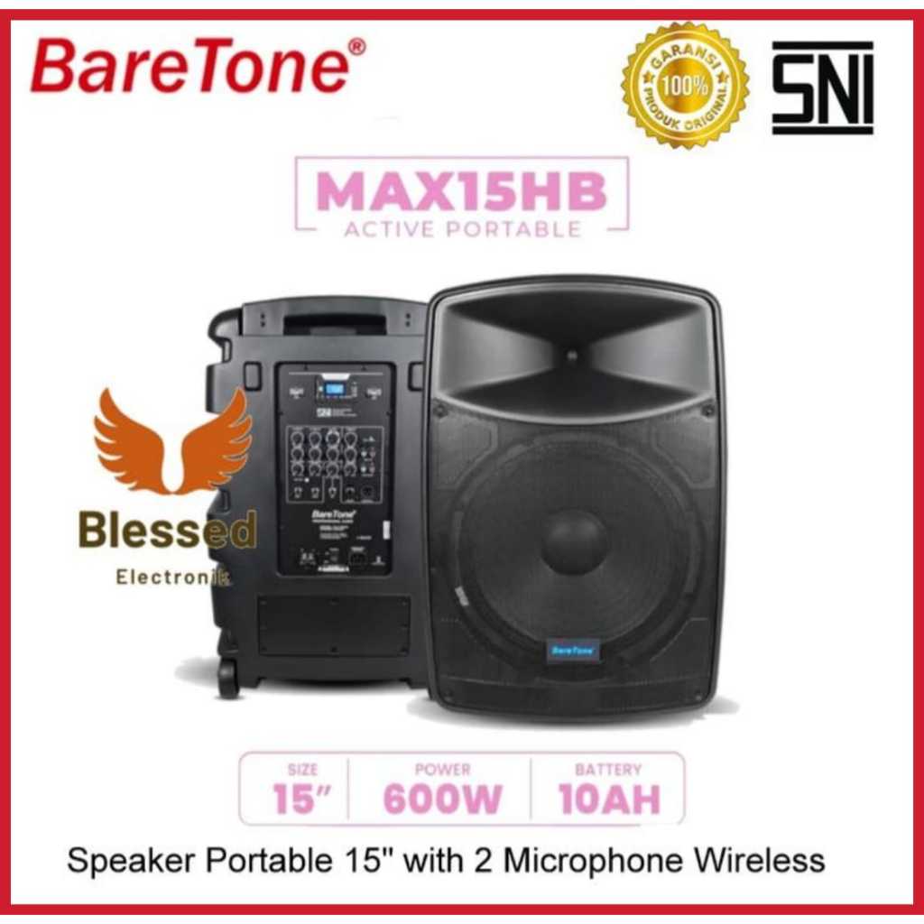 Jual Speaker Portable 15 inch BareTone MAX15HB / MAX 15HB / MAX 15 HB ORIGINAL | Shopee Indonesia