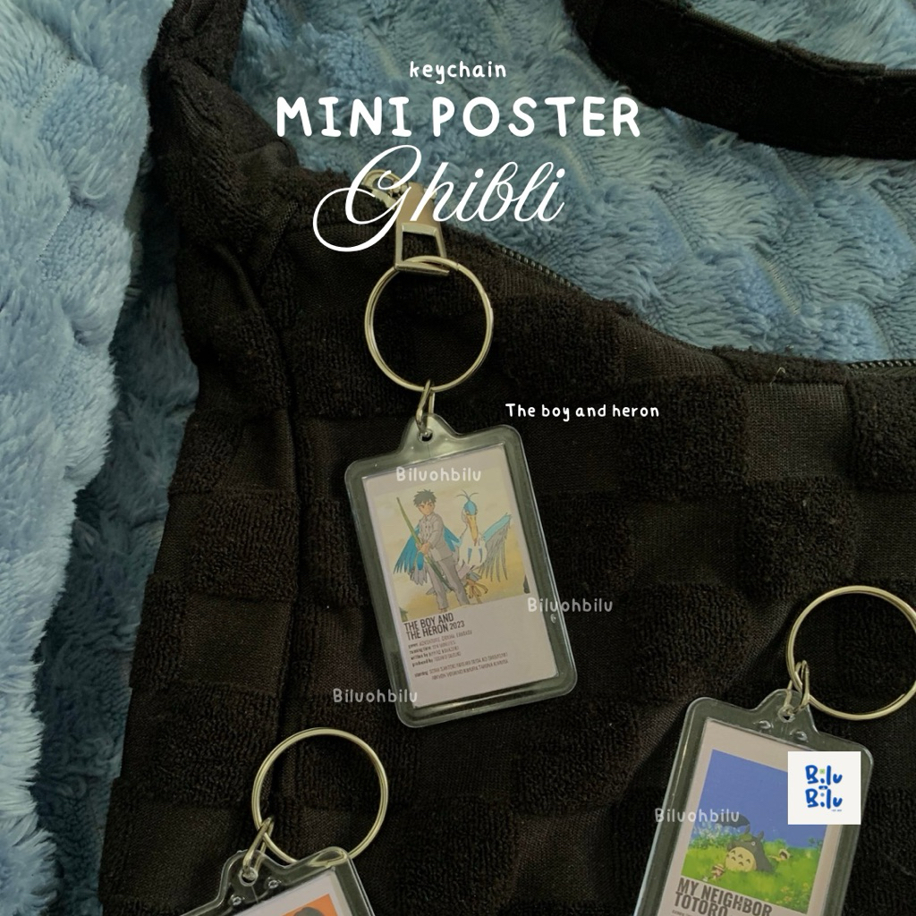 Jual biluohbilu| Keychain mini poster studio ghibli, gantungan kunci ...