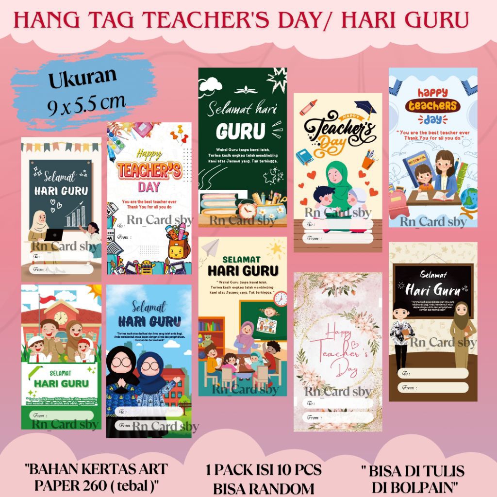 Jual ( 10 Pcs ) HANG TAG TEACHER DAY || HANG TAG HARI GURU || KARTU ...