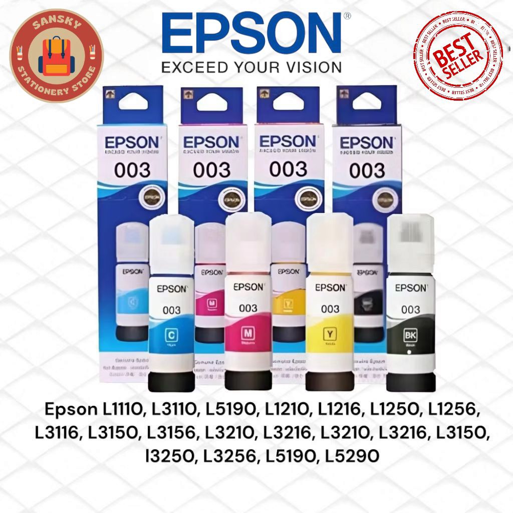 Jual TINTA EPSON 003 ORIGINAL (1 SET) UNTUK PRINTER SERIES L1110,L3110 ...