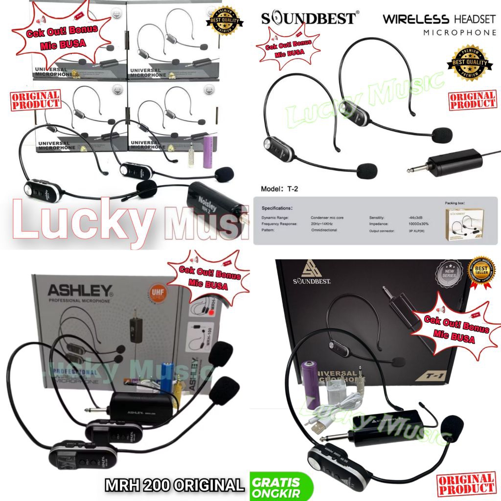 Jual Mic Wireless Ashley MRH 200 - MRC 200 - MRH100 - MRC100 Headset ...