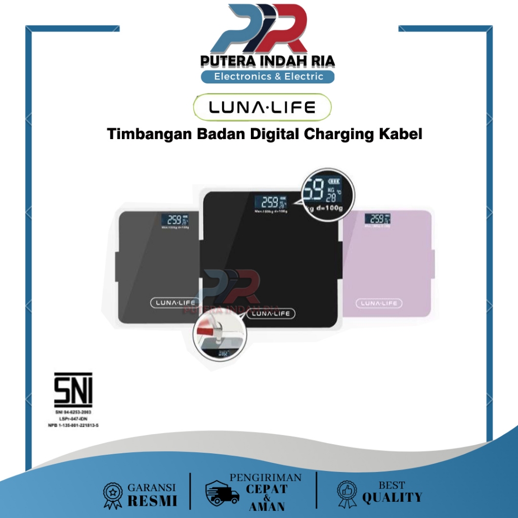 Jual Timbangan Badan LUNALIFE Digital 28cm Anti Pecah dengan Tempered ...