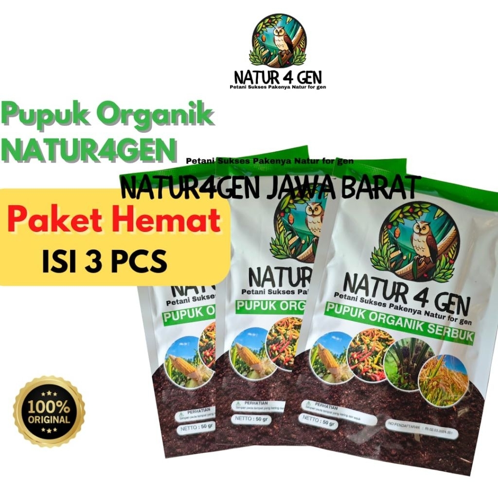 Jual 3 pcs Pupuk Bio Organik Natur4gen SUPER HEMAT (TERLARIS NO.1 ...