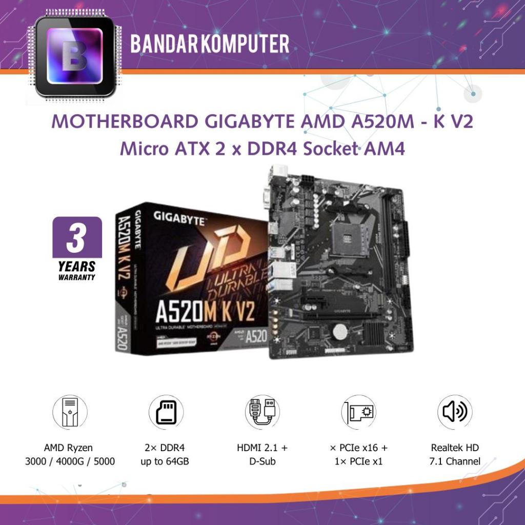Jual MOTHERBOARD GIGABYTE AMD A520M - K V2 Micro ATX 2 x DDR4 Socket ...