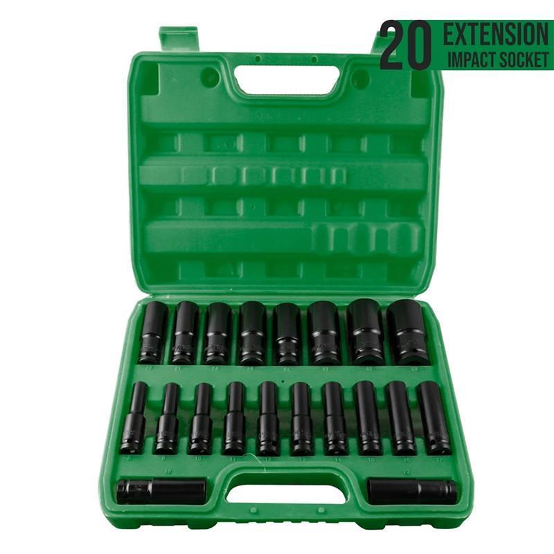 Jual 20PCS Impact Wrench Socket 1/2 Inch 8-32MM Mata Sok Panjang Deep ...