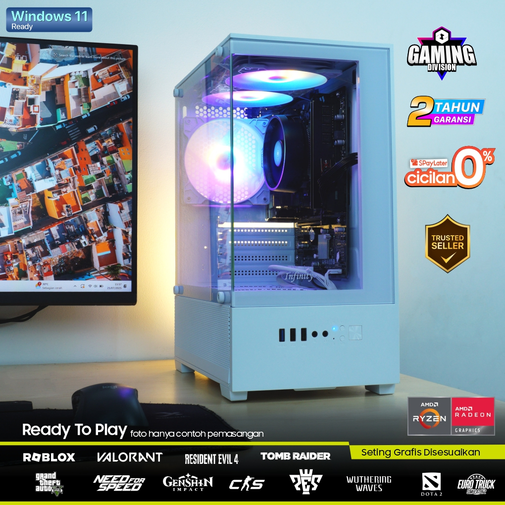 Jual PC GAMING EDITING FULLSET AMD RYZEN 5 5600GT RAM 32GB SSD 512GB MONITOR Up To Xiaomi A27i ...