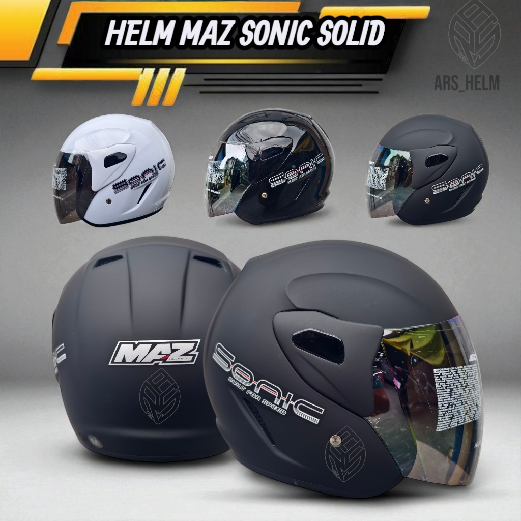 Jual HELM MAZ SONIC SOLID |HALF FACE HELM MURAH SNI KACA PELANGI ...