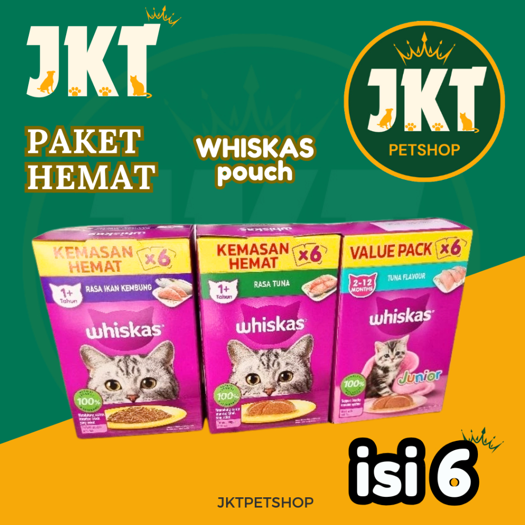 Jual Whiskas pouch PAKET HEMAT ( isi 6 ) Whiskas pouch 80gr Makanan ...