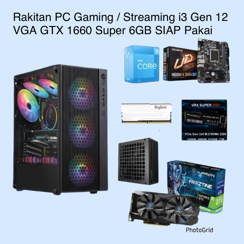 Jual Rakitan PC Gaming / Rendering Intel Core i3 12100F Gen 12 LGA 1700 VGA GTX 1660 Super 6GB ...