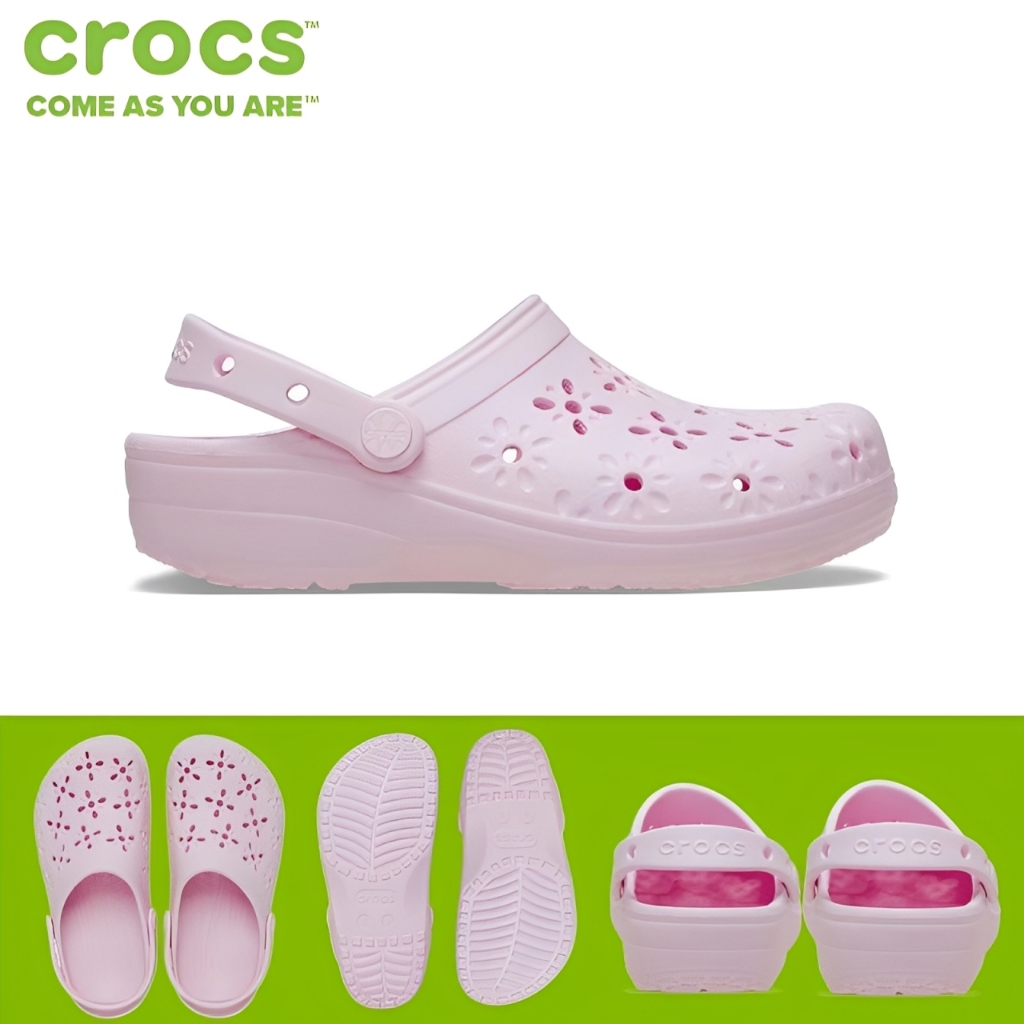 Jual Crocs Classic Floral Cut Out Clog Unisex-Pink/Sandal Crocs Wanita ...