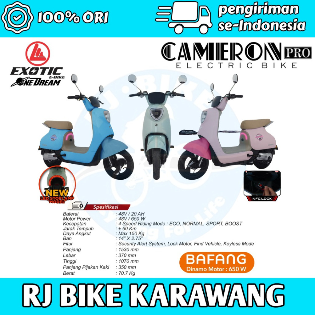 Jual SEPEDA LISTRIK PACIFIC CAMERON dan CAMERON PRO GARANSI RESMI ...
