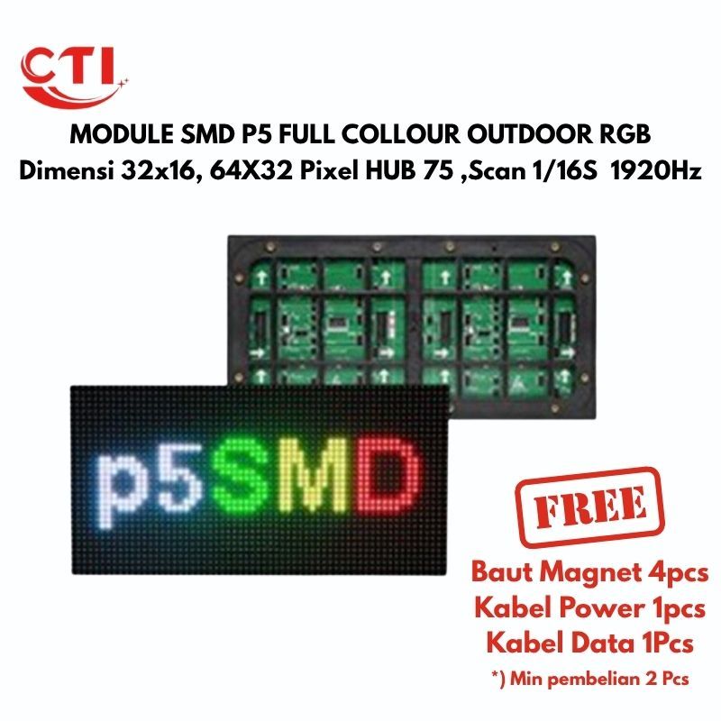 Jual CTI - Module P5 Led Videotron Running text SMD RGB Outdoor Display ...