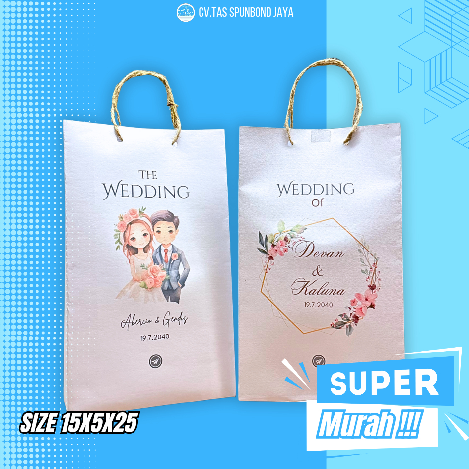 Jual Super Murah Free Custom Nama Cetak Full Color Paper Bag Putih Tema ...